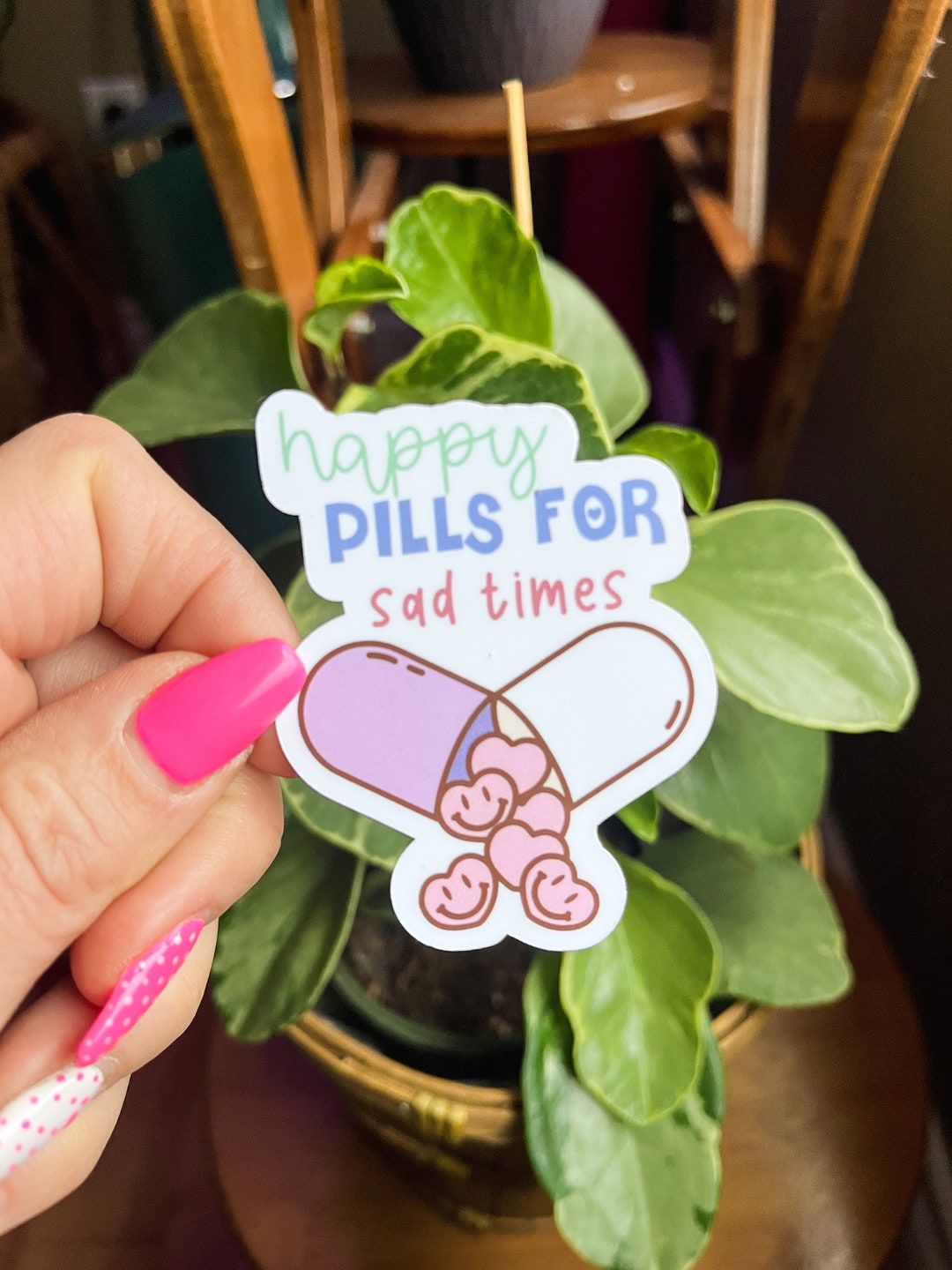 Happy Pills for Sad Times Sticker, Water Bottle Sticker, Laptop Sticker ...