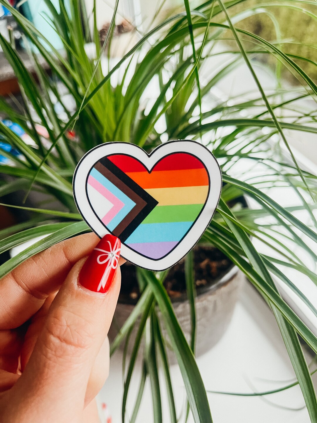 Progress Pride Flag Heart Sticker, Water Bottle Sticker, Laptop Sticker ...