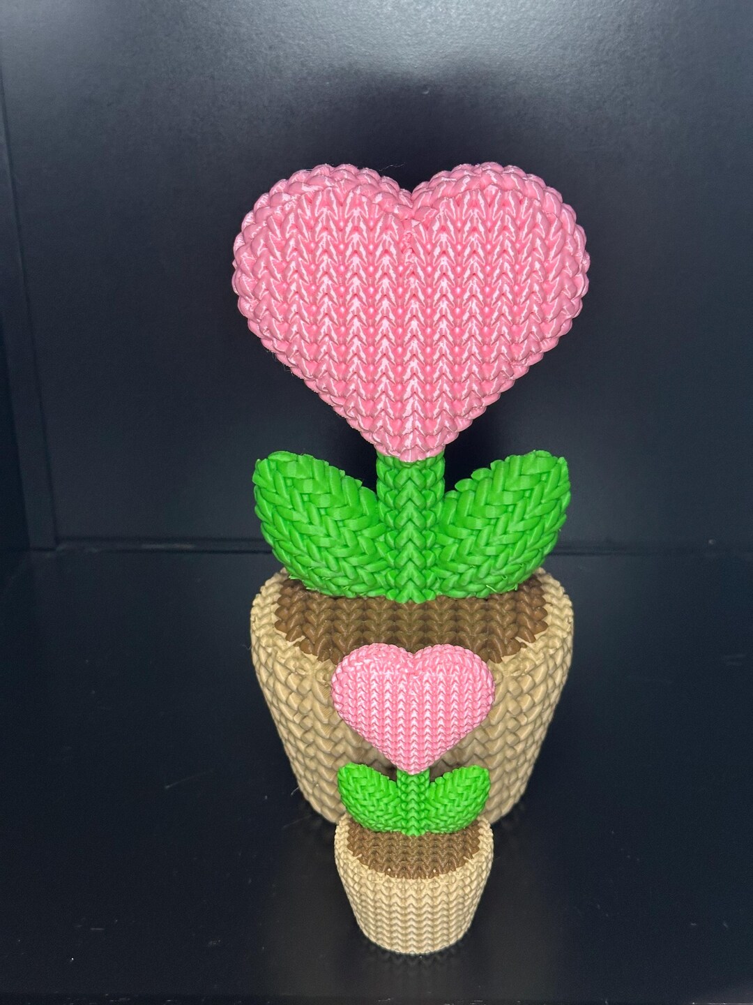 3D Printed Knitted Heart Flower Pot – Customizable Colors - Etsy