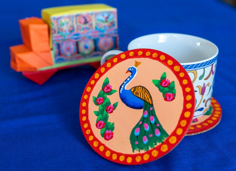 Truck Art Wooden Coasters With Cork Base Hand Painted - SET OF 4 ...