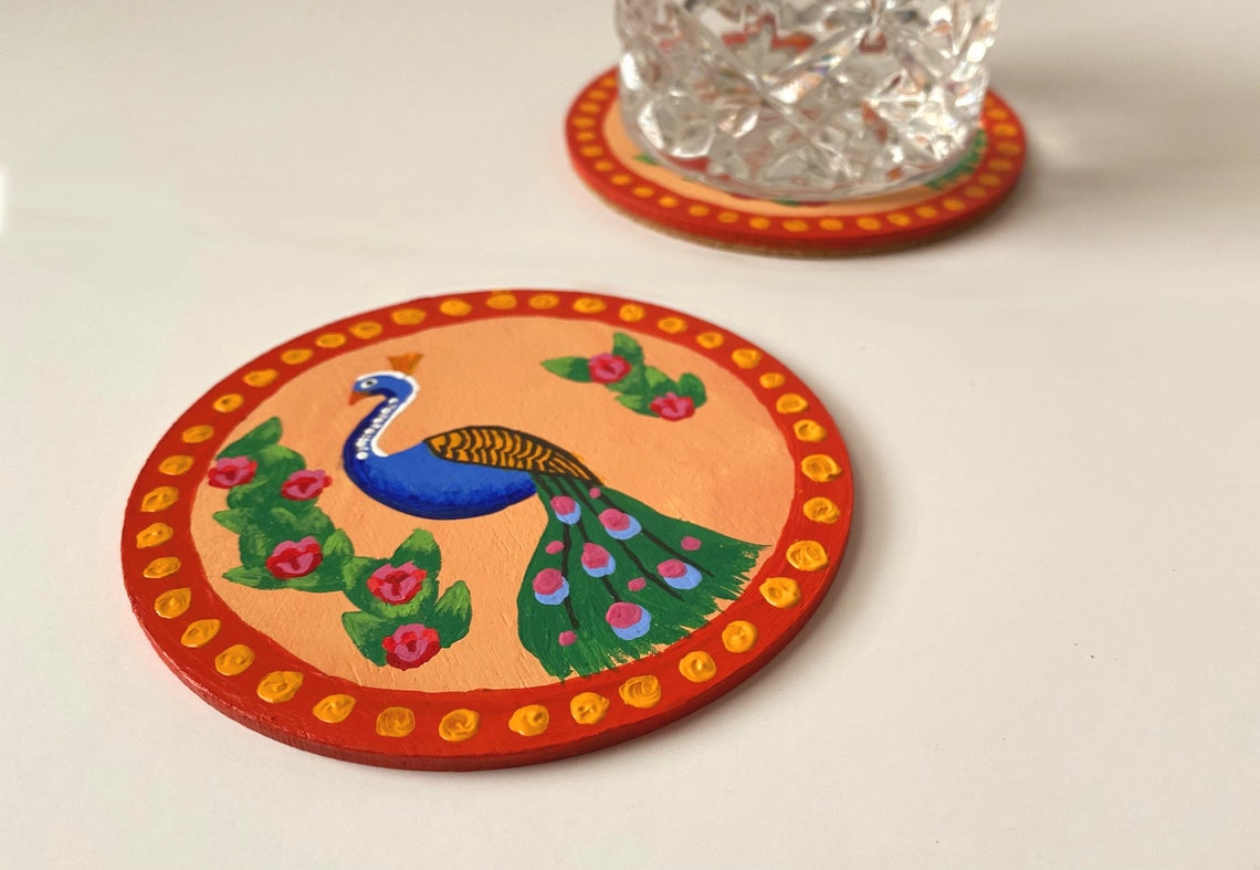 Truck Art Wooden Coasters With Cork Base Hand Painted - SET OF 4 ...