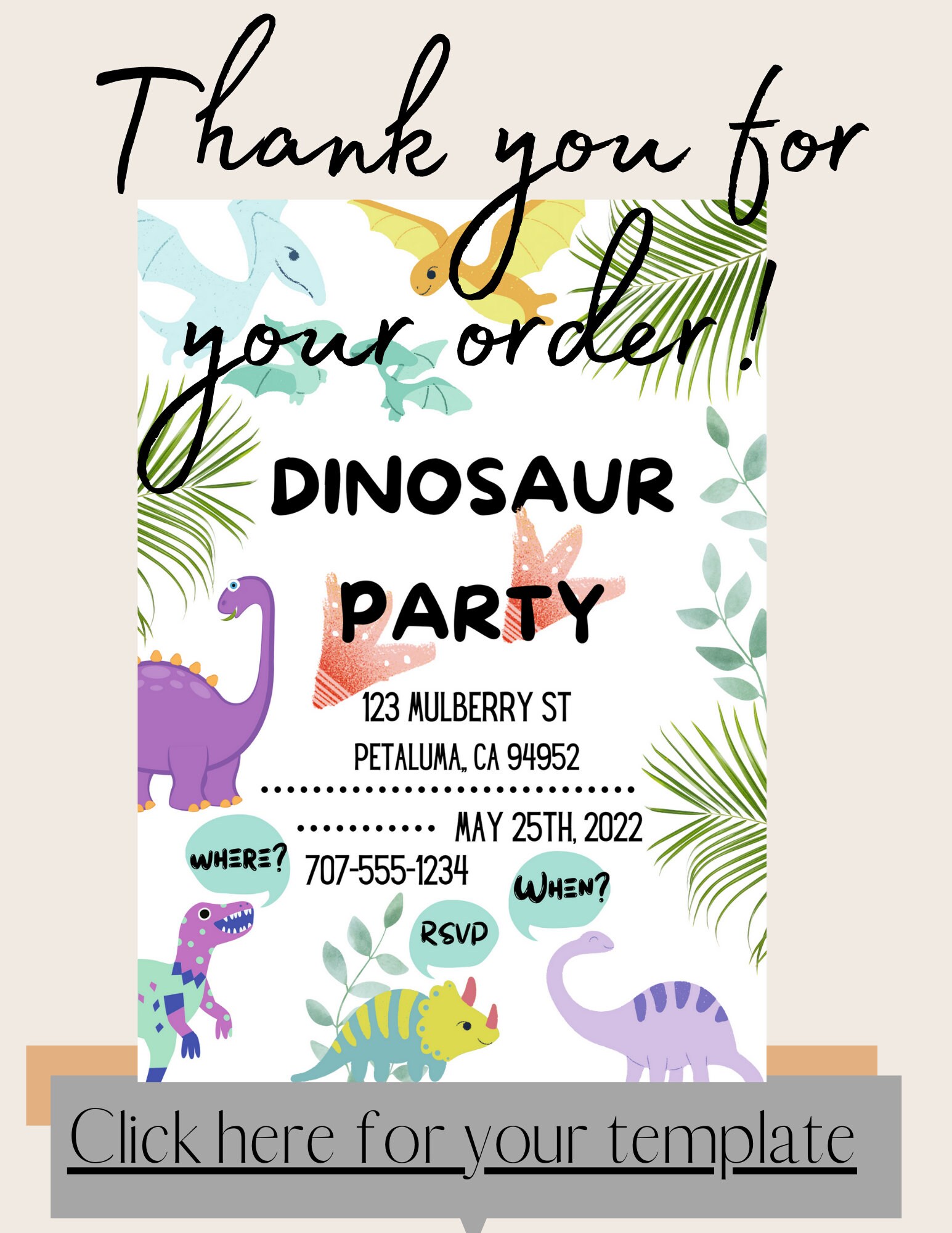 Dinosaur Party Invitation Printable Flyer/editable Canva Template ...