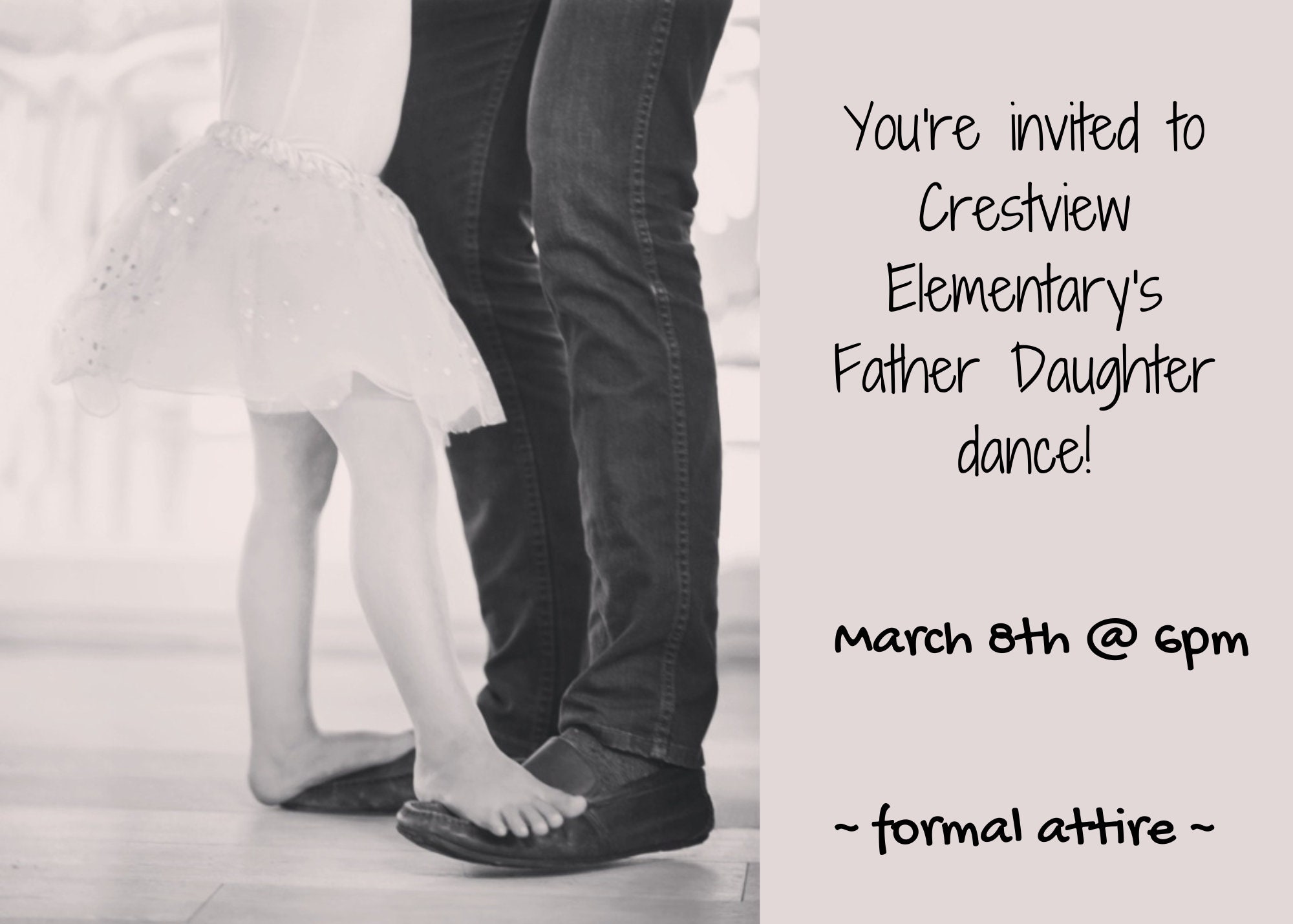 Father Daughter Dance Invite, School Dance Invite Template for ...