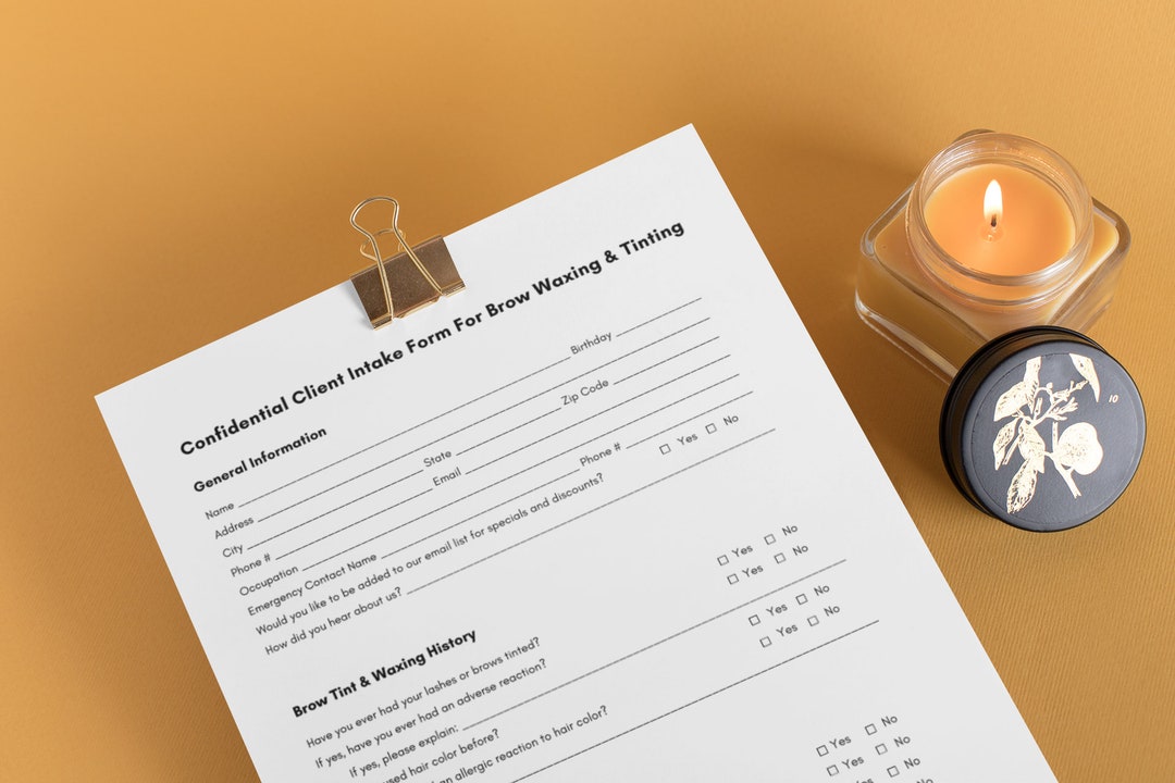 Brow Wax and Tint Client Intake Form, Brow Technician Forms, Client ...