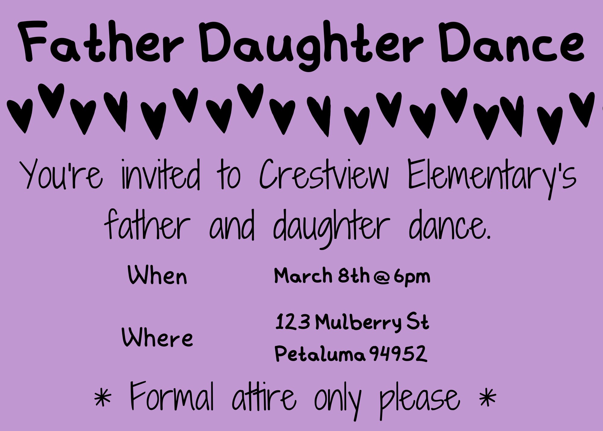 Father Daughter Dance Invite, School Dance Invite Template for ...