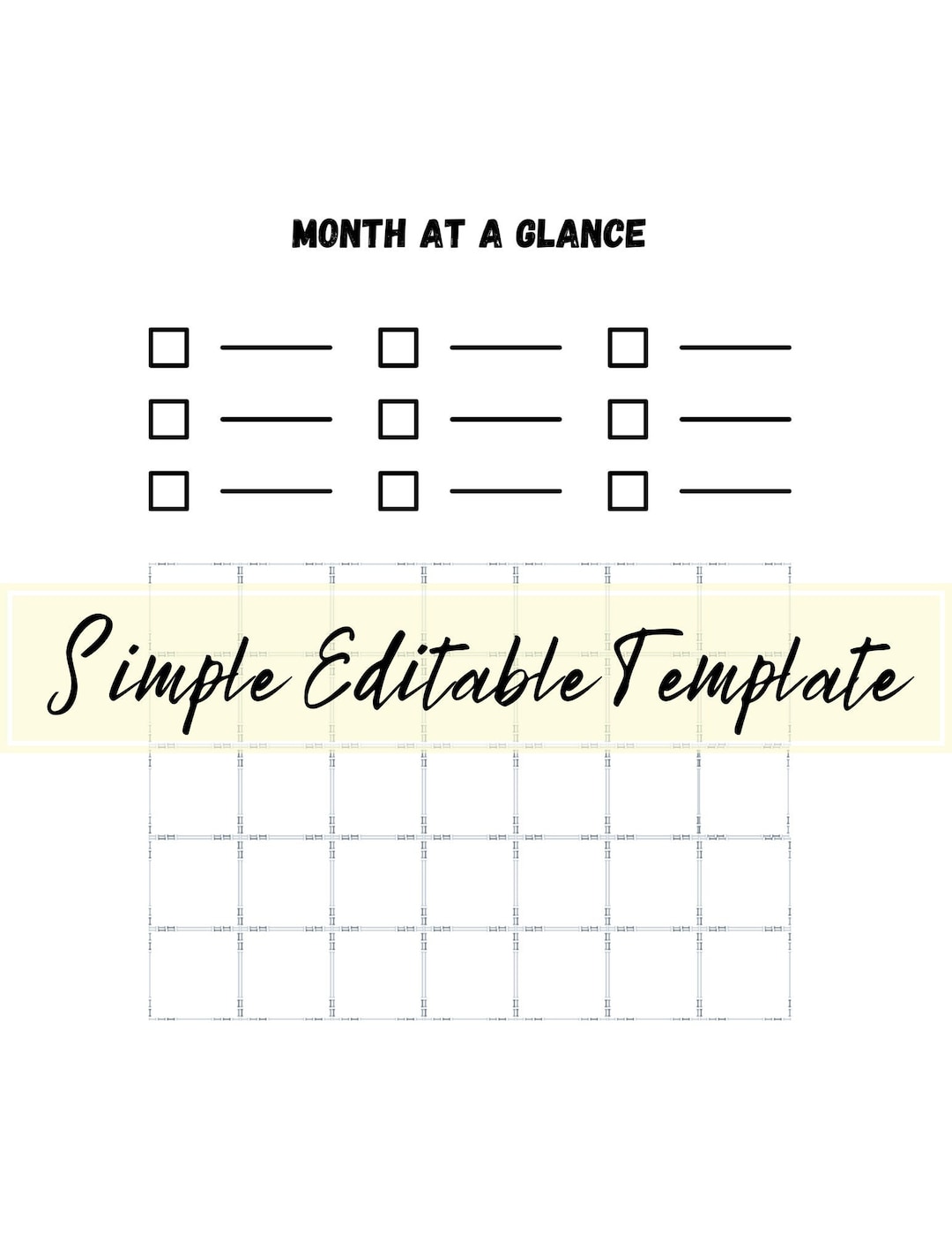 Month at A Glance Planner Printable Calendar - Etsy