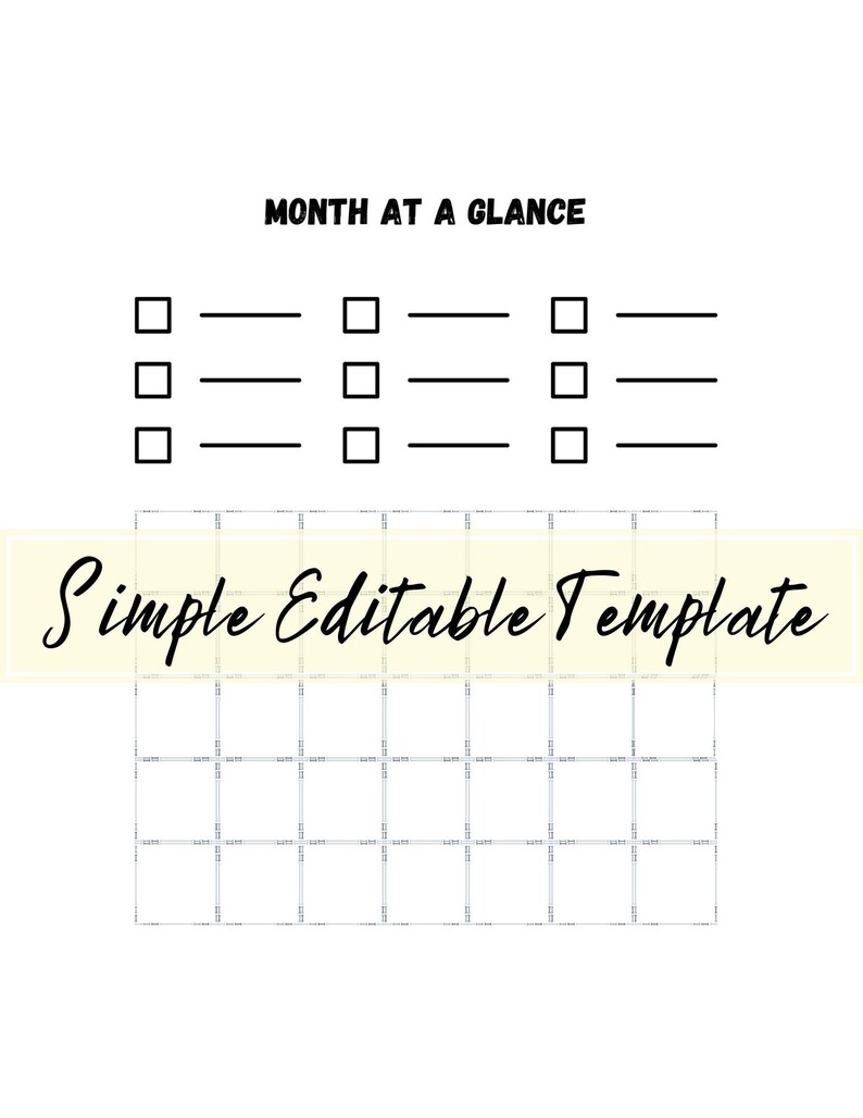 Month at A Glance Planner Printable Calendar - Etsy