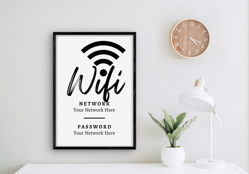 Wifi Password Sign, Lobby Wifi Sign, Restaurant Wifi Sign, Rental Wifi ...