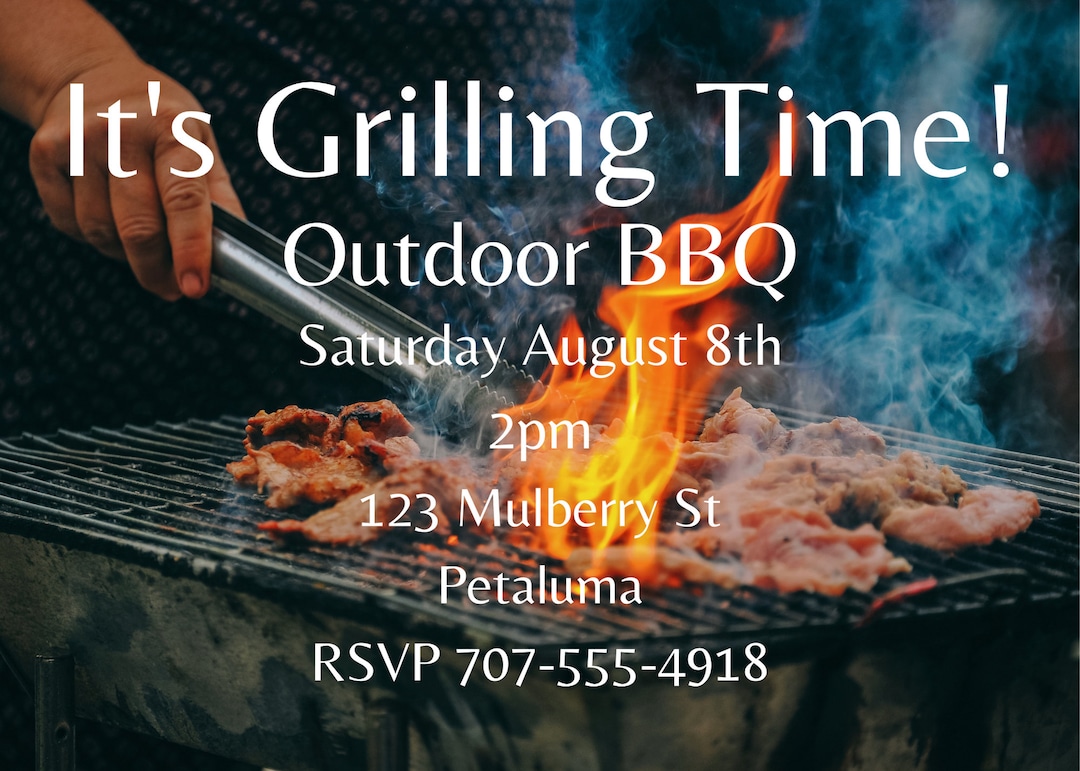 BBQ Invite, Backyard Barbecue Party, Barbeque Invite, Holiday Barbecue ...