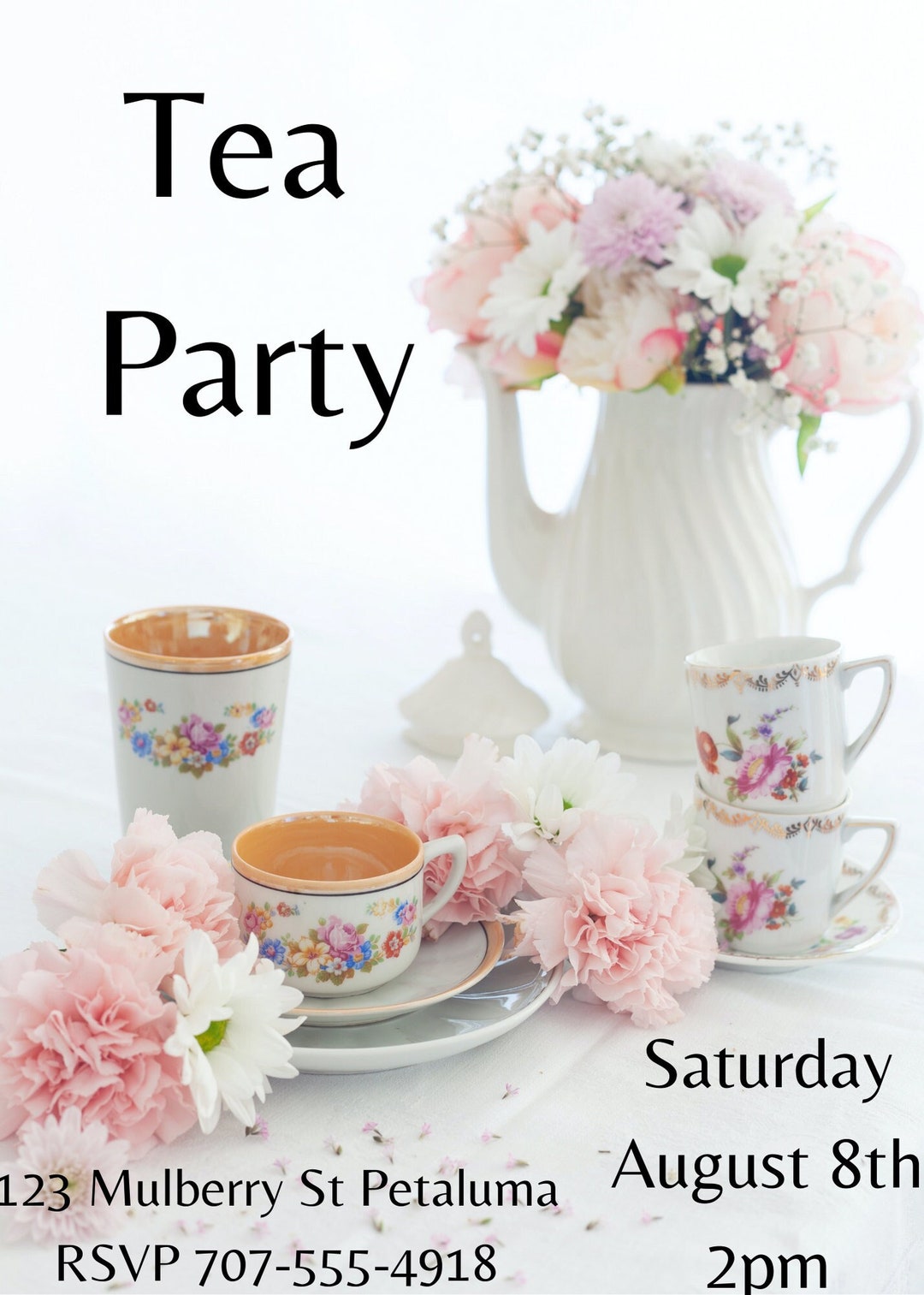 Tea Party Invite, High Tea Party, Kid's Tea Party Template for ...