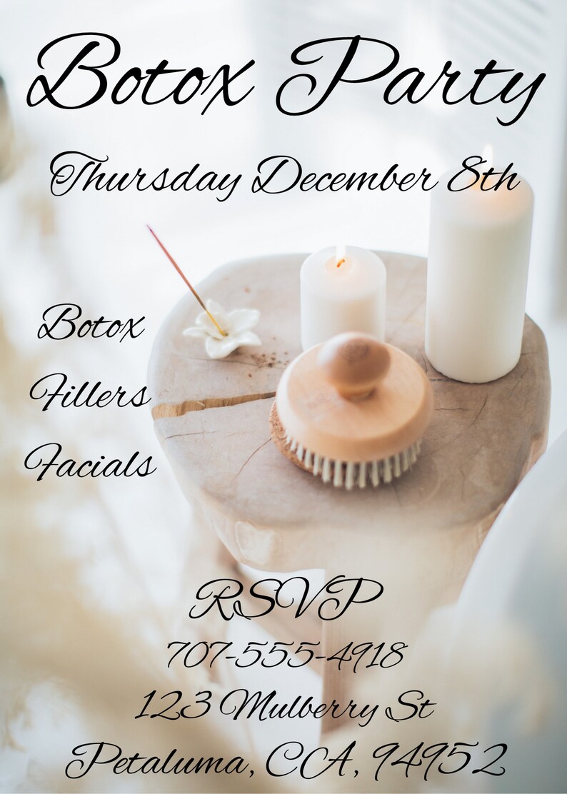 Botox Party Invitation/small Business Printable Flyer/editable Canva ...