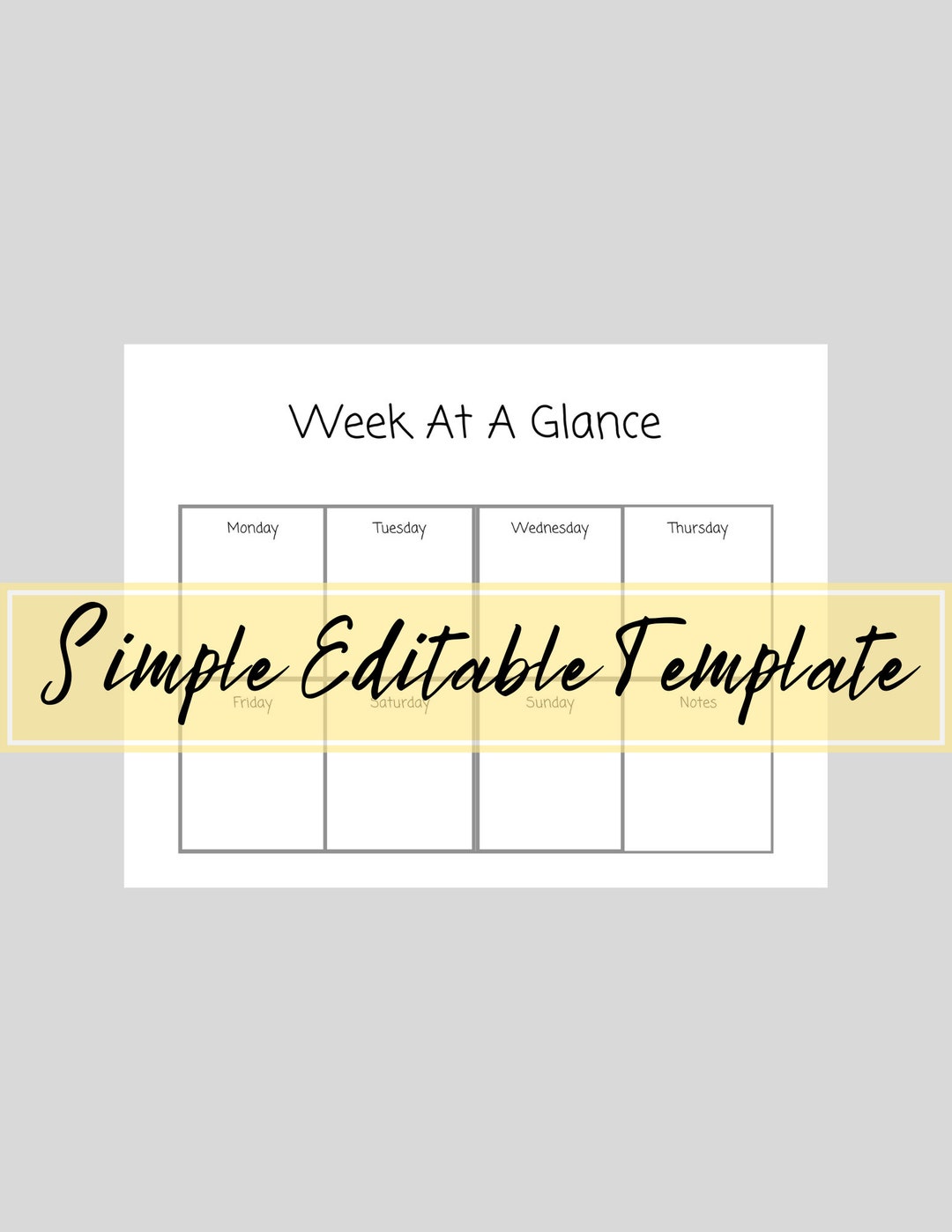 Week at A Glance Planner Printable Calendar - Etsy