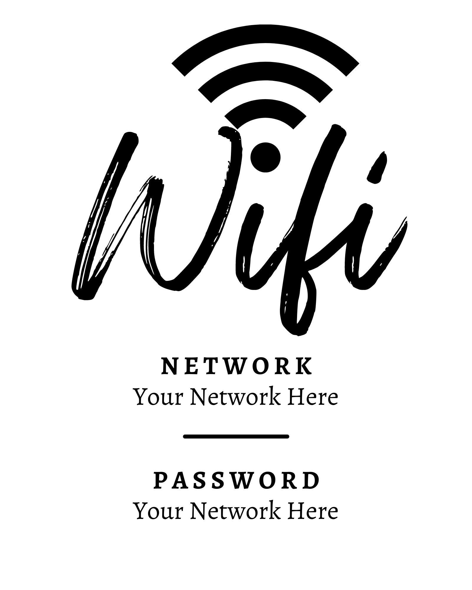 Wifi Password Sign, Lobby Wifi Sign, Restaurant Wifi Sign, Rental Wifi ...