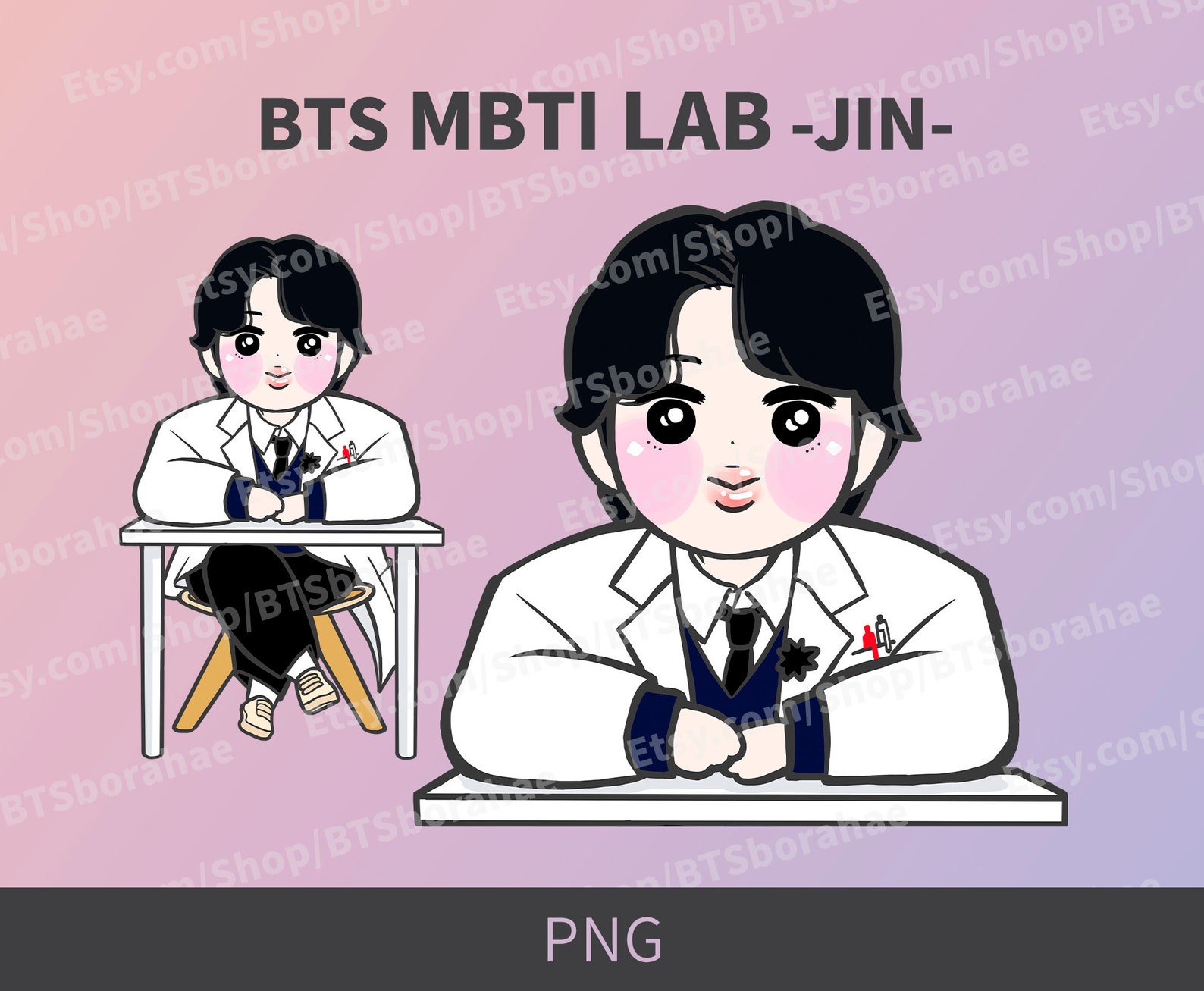 JIN Chibi MBTI LAB Illustration Bts Instant Download Png - Etsy