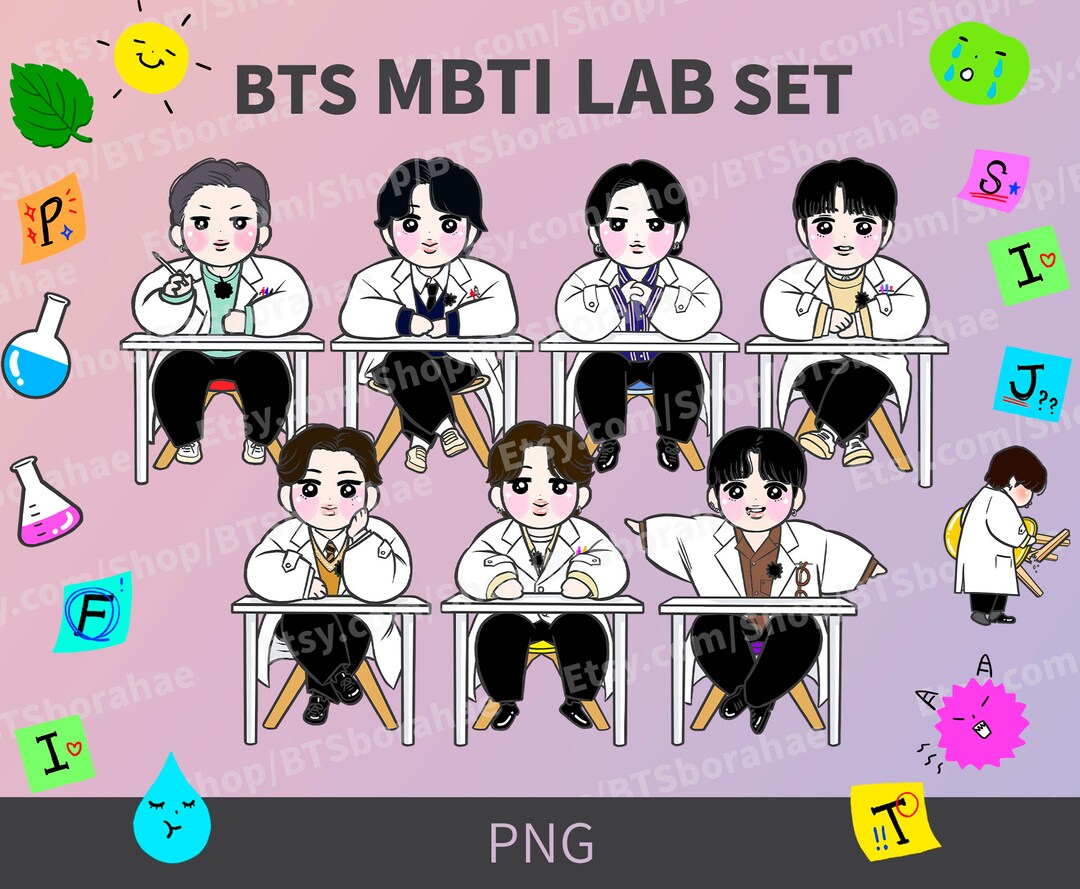 BTS Chibi MBTI LAB Illustration Bundle | Instant Download | Png | 3000 ...