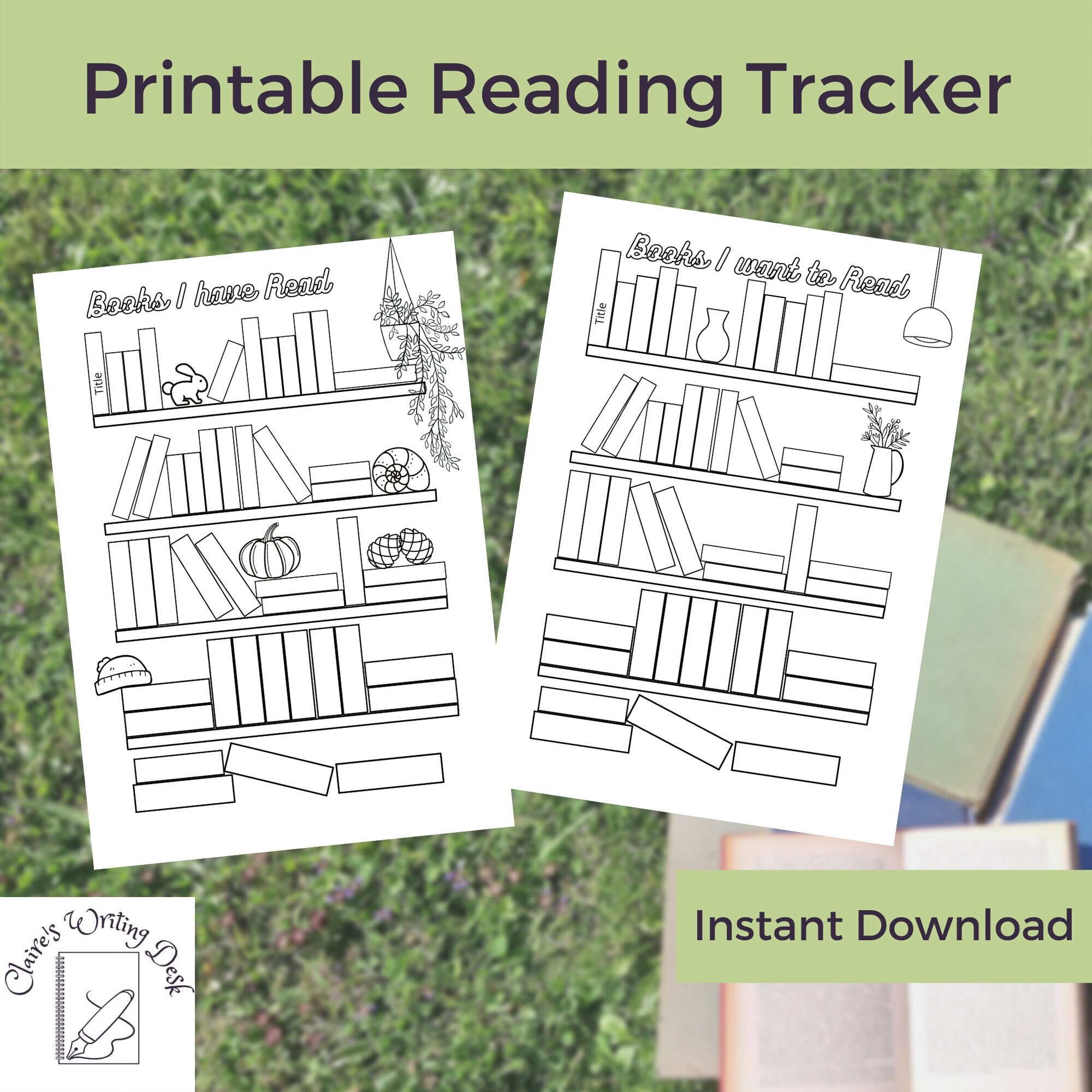 45 Book Reading Tracker, Bookshelf Reading Tracker, Printable Reading ...