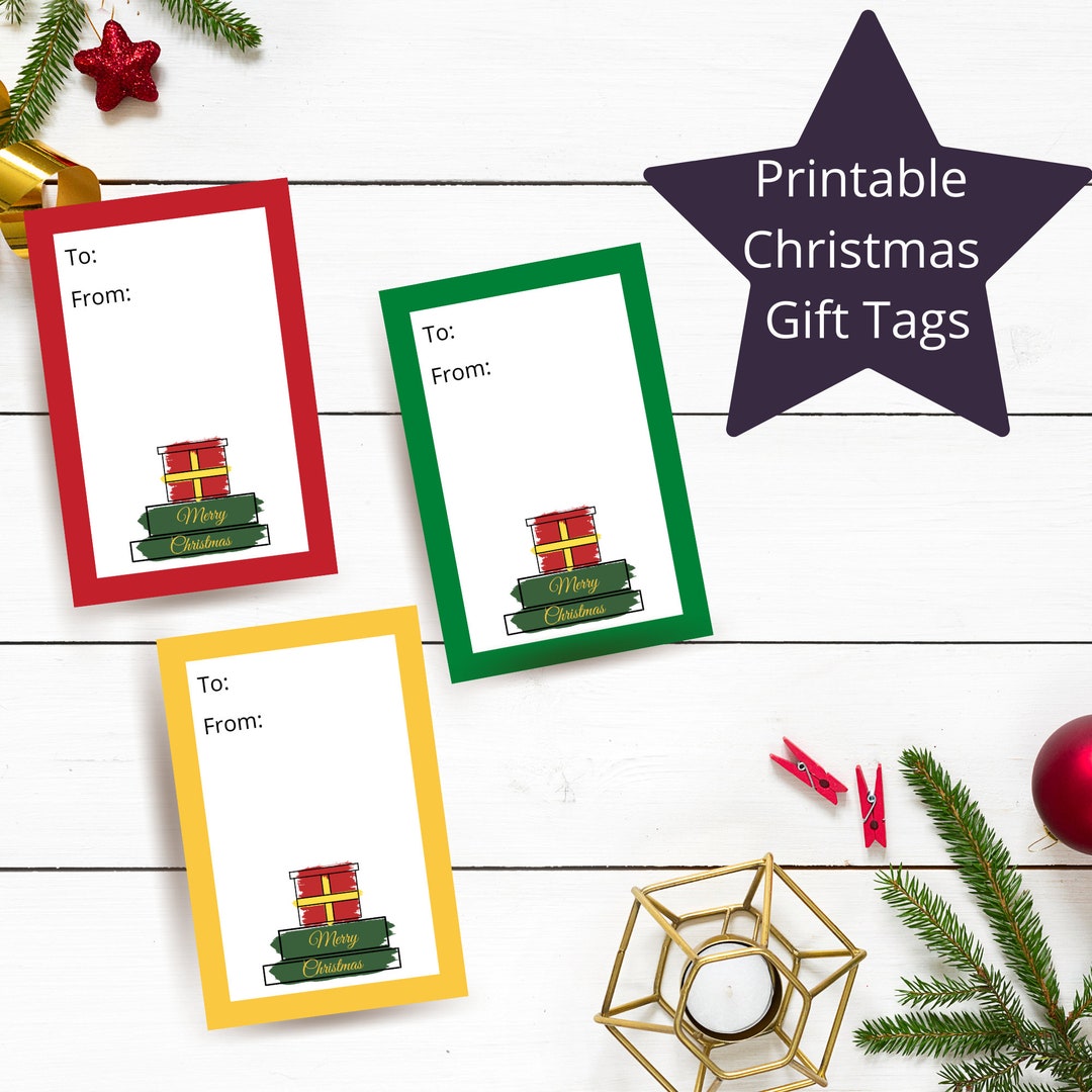 Printable Book Stack Christmas Gift Tags, 3 Styles, Set of 9 - Etsy