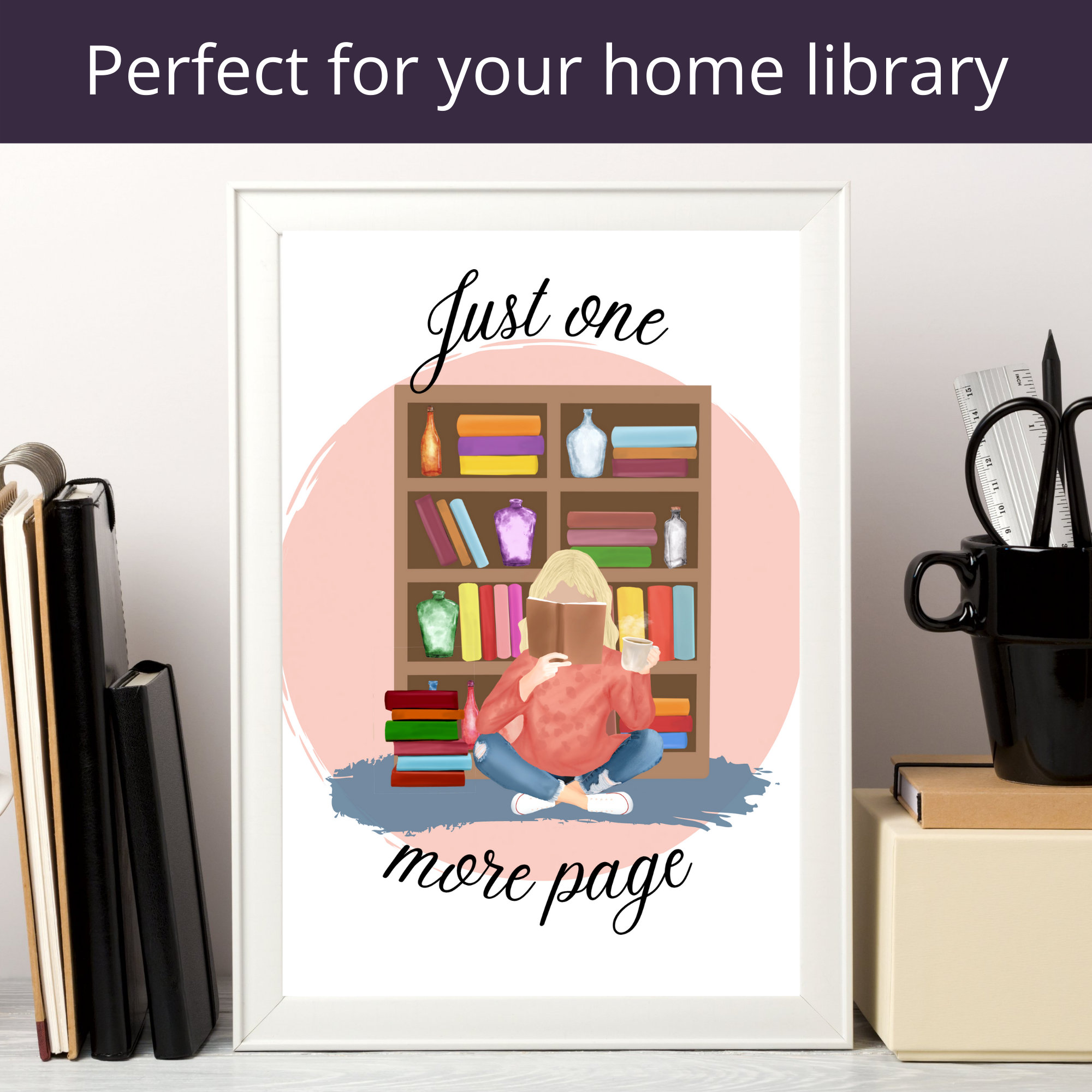 Pink Girl Reading Instant Download, Reading Woman Downloadable Art ...