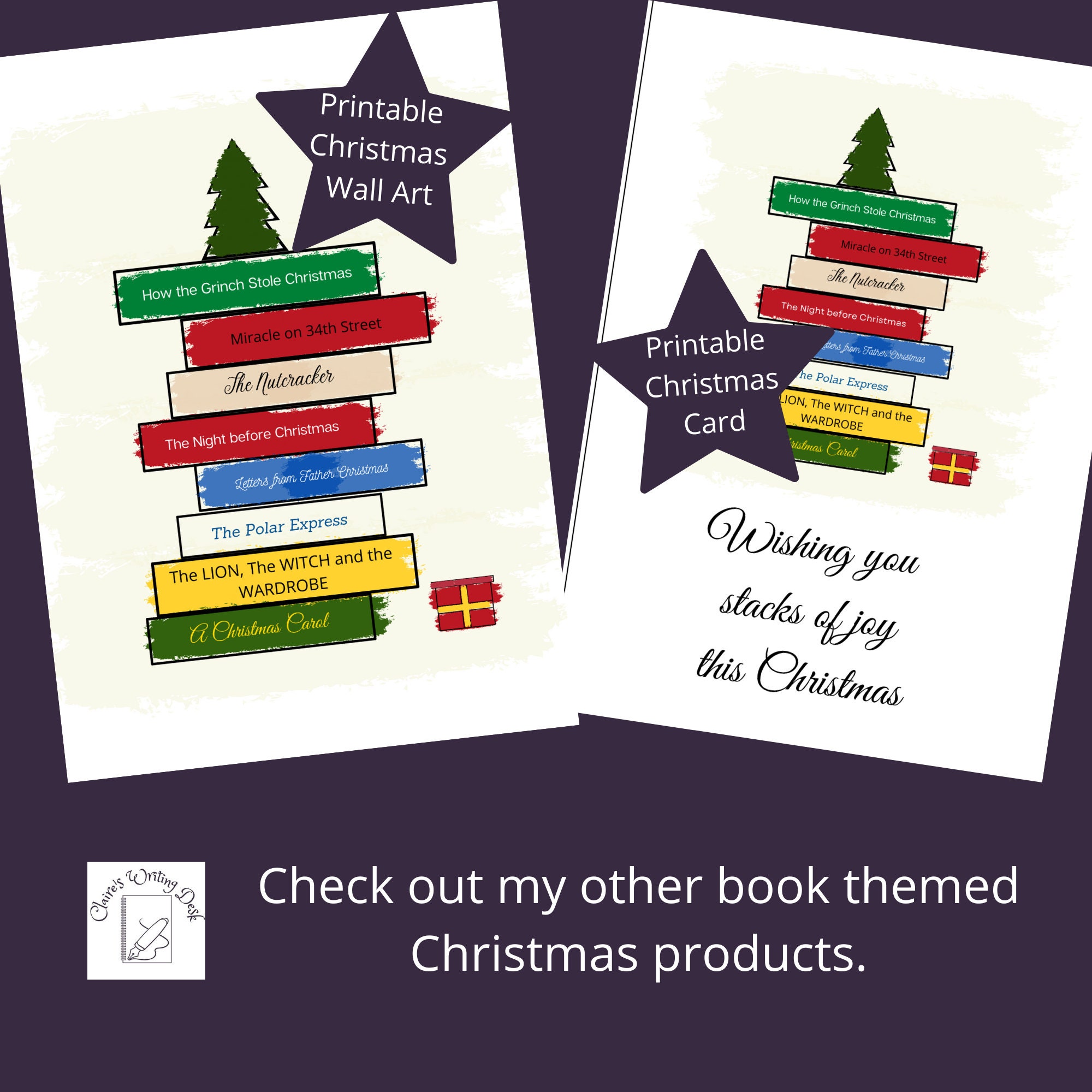 Printable Book Stack Christmas Gift Tags 3 Styles Set of 9 - Etsy