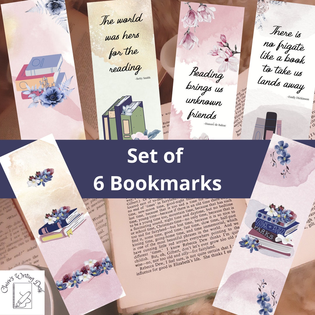 Floral Bookmark for Book Lovers, Emily Dickinson Printable Quotes for ...