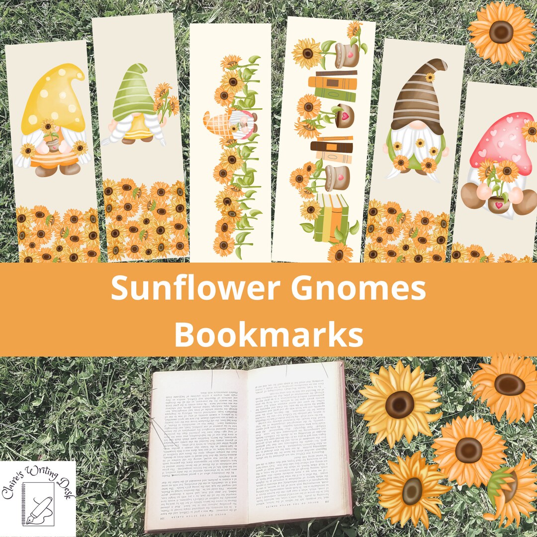 Sunflower Gnomes Bookmark Set Make Great Gift for Book Lovers, Use ...