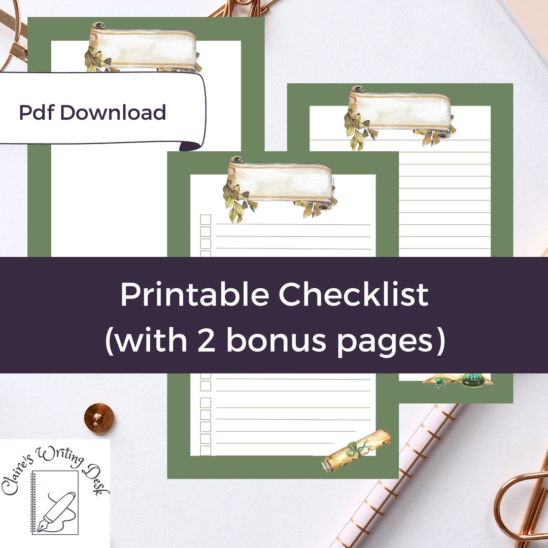 Green Printable Checklist, A4 to Do List. A5 Home to Do List, Letter ...