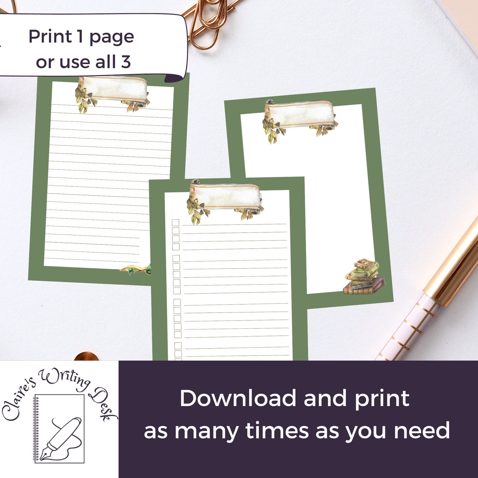 Green Printable Checklist, A4 to Do List. A5 Home to Do List, Letter ...