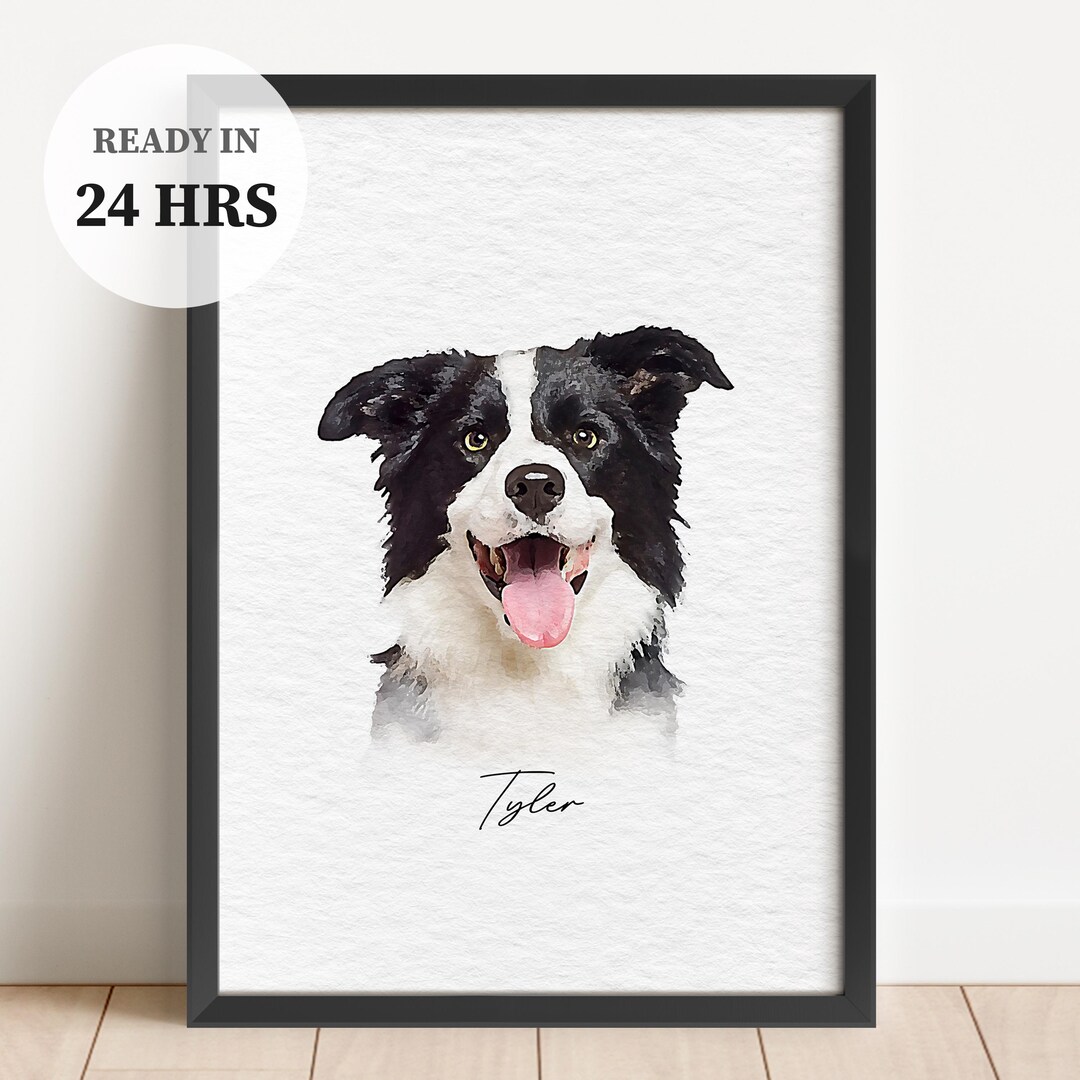 Custom Watercolor Pet Portrait, Personalized Dog Gift, Pet Memorial ...