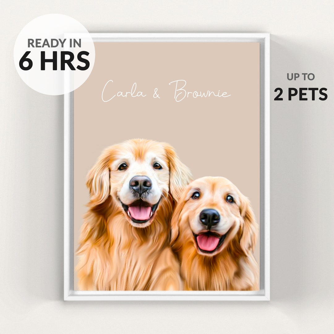 2 Pets Portrait, Two Pets, Two Pets Custom Pet Portrait, Multiple Pet ...