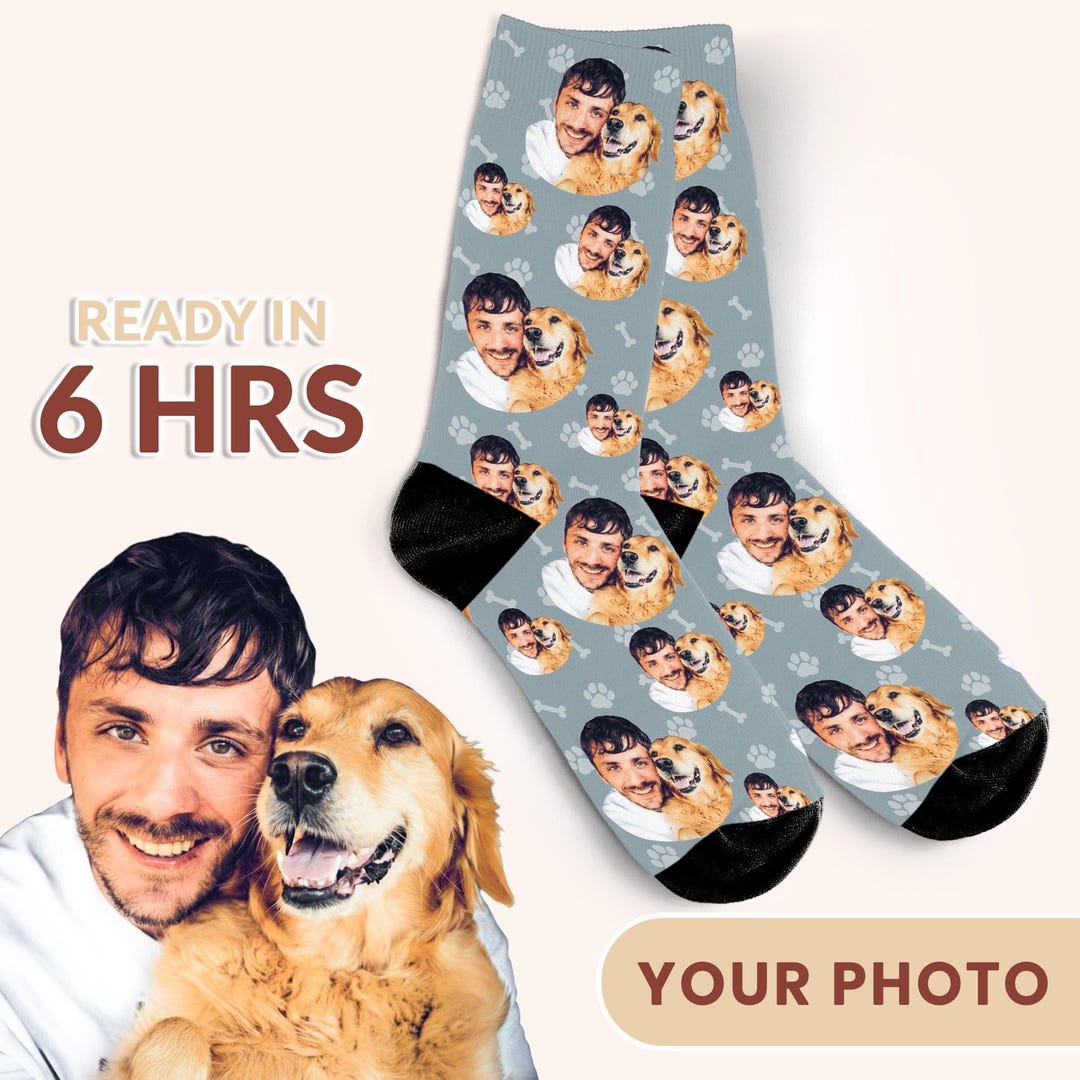 Personalized Pet Face Socks With Photo, Custom Dog Dad Socks, Funny Dog ...