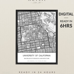 Digital Custom University Map, Student Graduation, Wall Art Custom Map ...