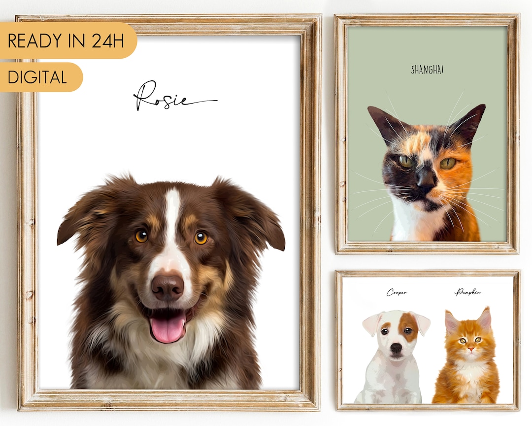 Digital Pet Portrait Custom Pet Portrait Pet Portrait From - Etsy