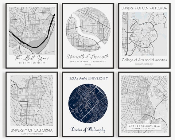 Custom Map Any University Custom College Map School Campus - Etsy