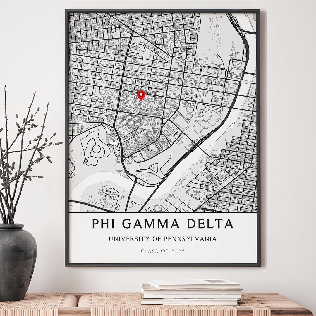 Sorority Gift, Fraternity House Map, Custom University Map, Any Campus ...