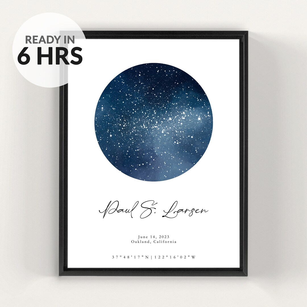 Digital Custom Star Map by Date, Custom Star Map, Engagement Where We ...