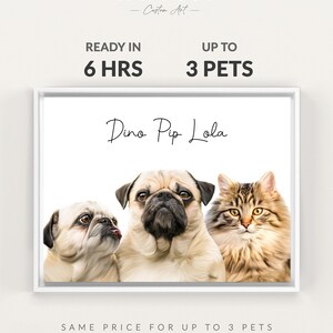 3 Pets Portrait Three Pets Custom Pet Portrait Multiple Pet - Etsy