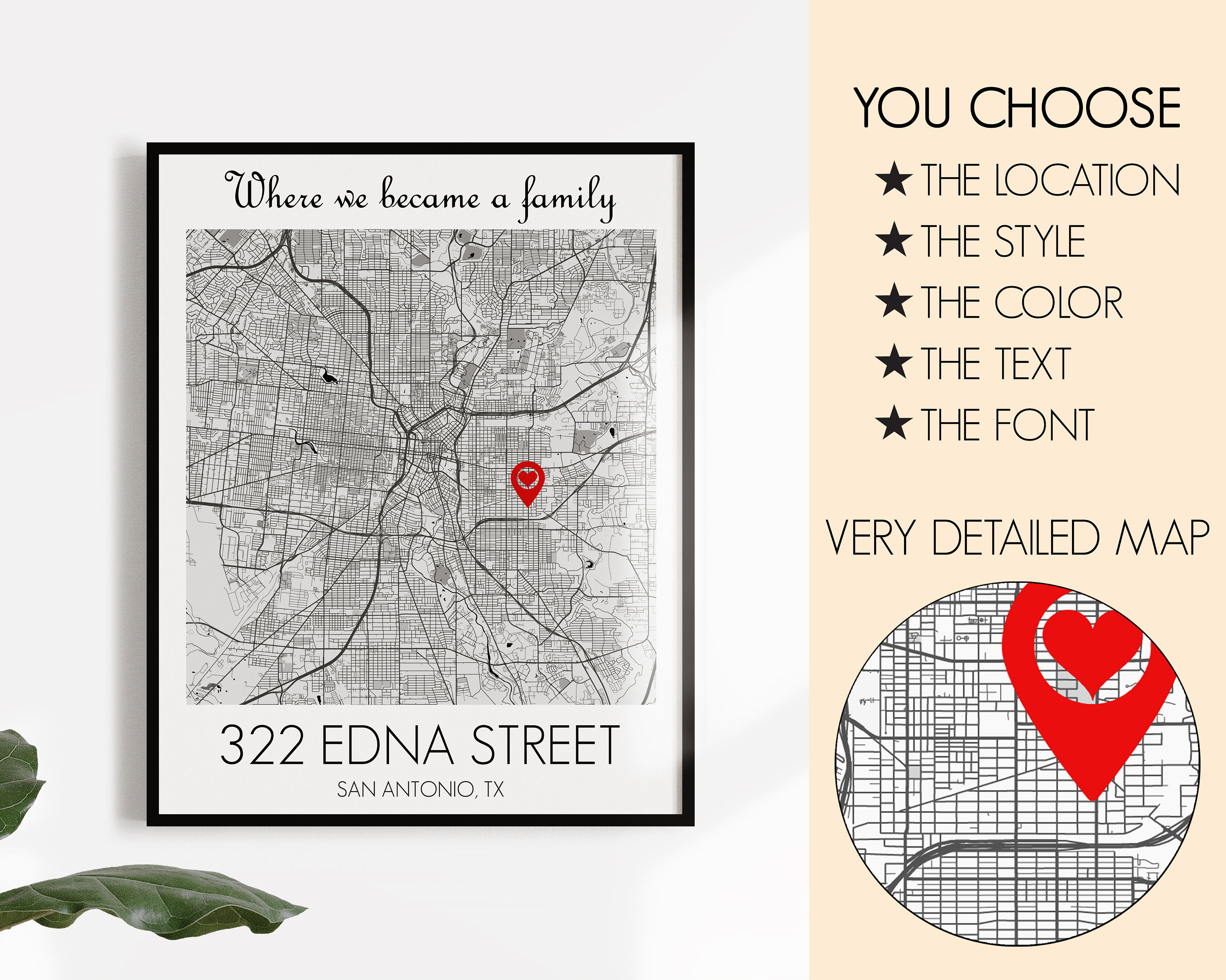 Custom Map Art Meaningful Places Map Trio Gold Style Custom Map Prints Printable 
