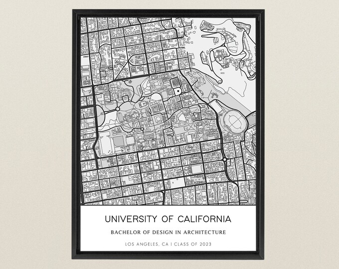 Personalized University Map, Custom Map, College Campus, Dorm Decor ...