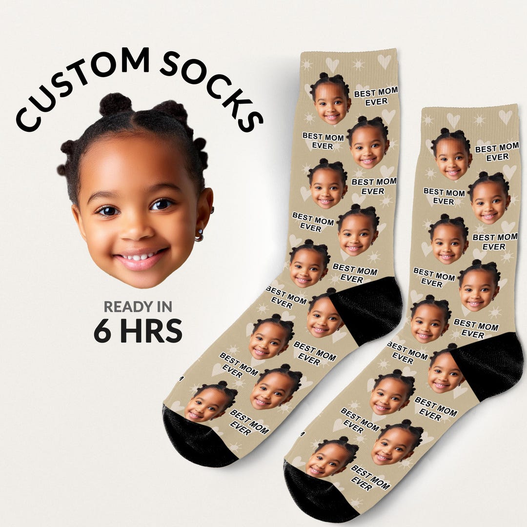 Cute Baby Face Socks With Text, Personalized Sock for Women Men ...