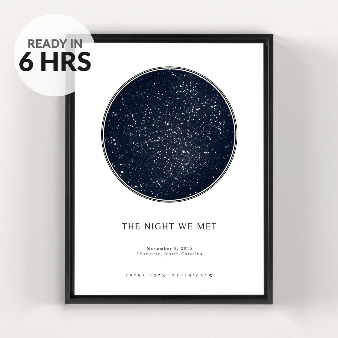 Digital Custom Star Map by Date, Custom Star Map, Engagement Where We ...