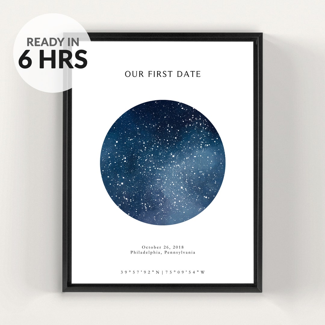 Custom Star Map by Date, Star Map Print, Stars on A Certain Date ...