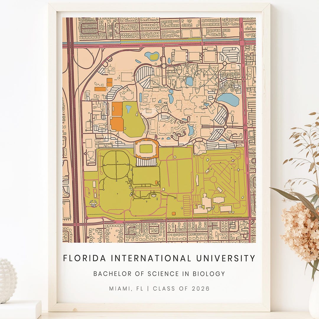 Custom University Campus Map | College Graduation Keepsake Detailed Map ...