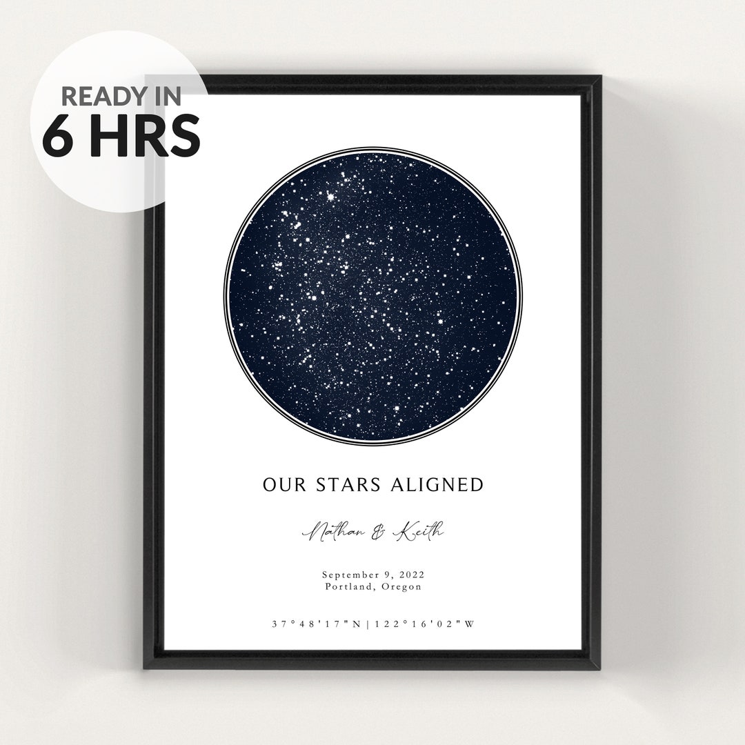 Digital Custom Star Map by Date, Custom Star Map, Engagement Where We ...