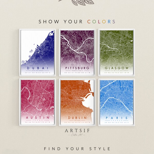 Colorful Maps - Etsy