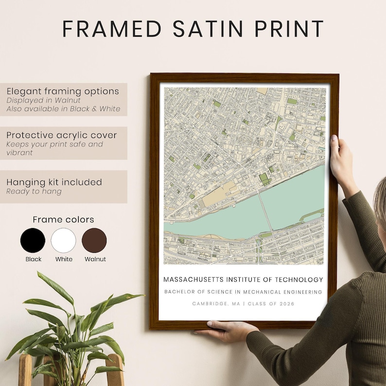 Personalized University Map Print, Custom College Campus Poster ...