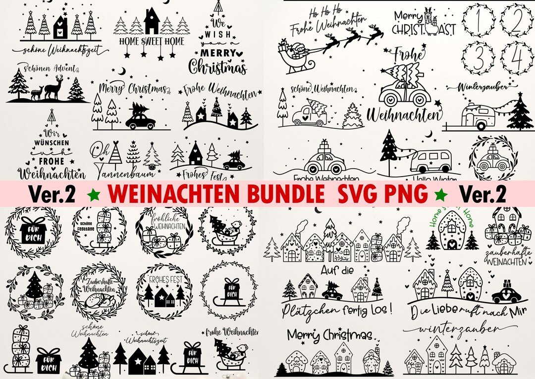 Frohe Weihnachten Plotter File, Weihnachtsszene SVG PNG, Plotterdatei Weihnachten Svg Deutsch ...