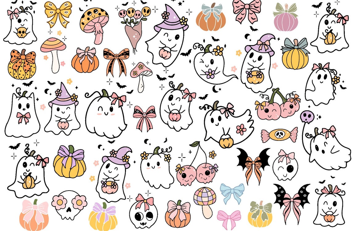Coquette Halloween Groovy Pastel Cute Ghost Halloween Svg Retro Ghost ...