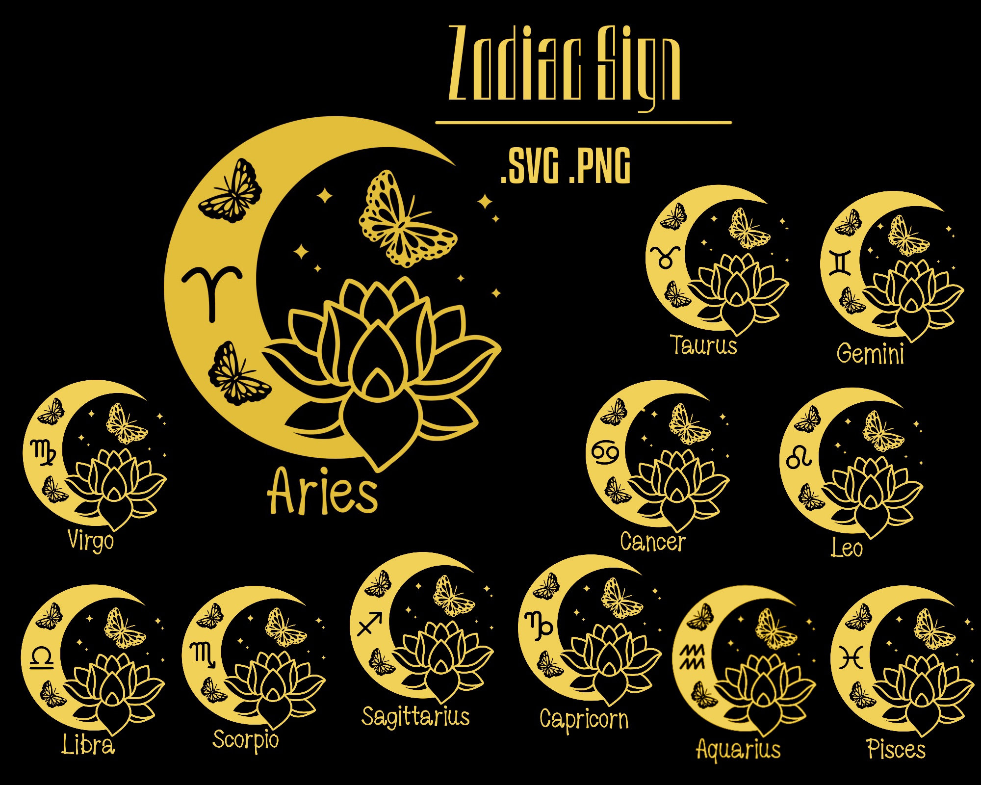 Zodiac SVG Bundle Zodiac Sign Svg Cut File for Cricut - Etsy