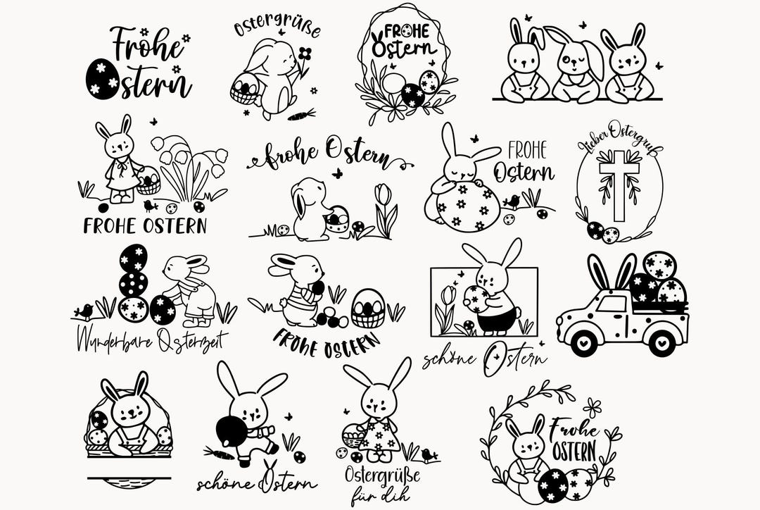 Deutsche Ostern Plotterdatei Bundle Svg, Ostern Designs Deutsch, Ostern ...