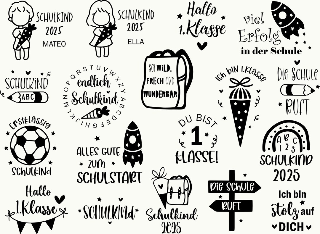 Deutsche Plotterdatei Einschulung Svg, Schulkind 2025 Svg, Schultüte Svg, Einschulung Geschenk ...